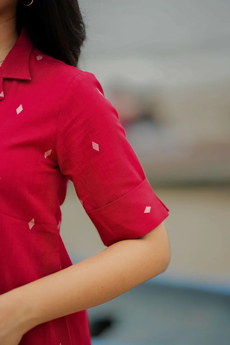 Red Handloom Co-ord Set – Shopzters