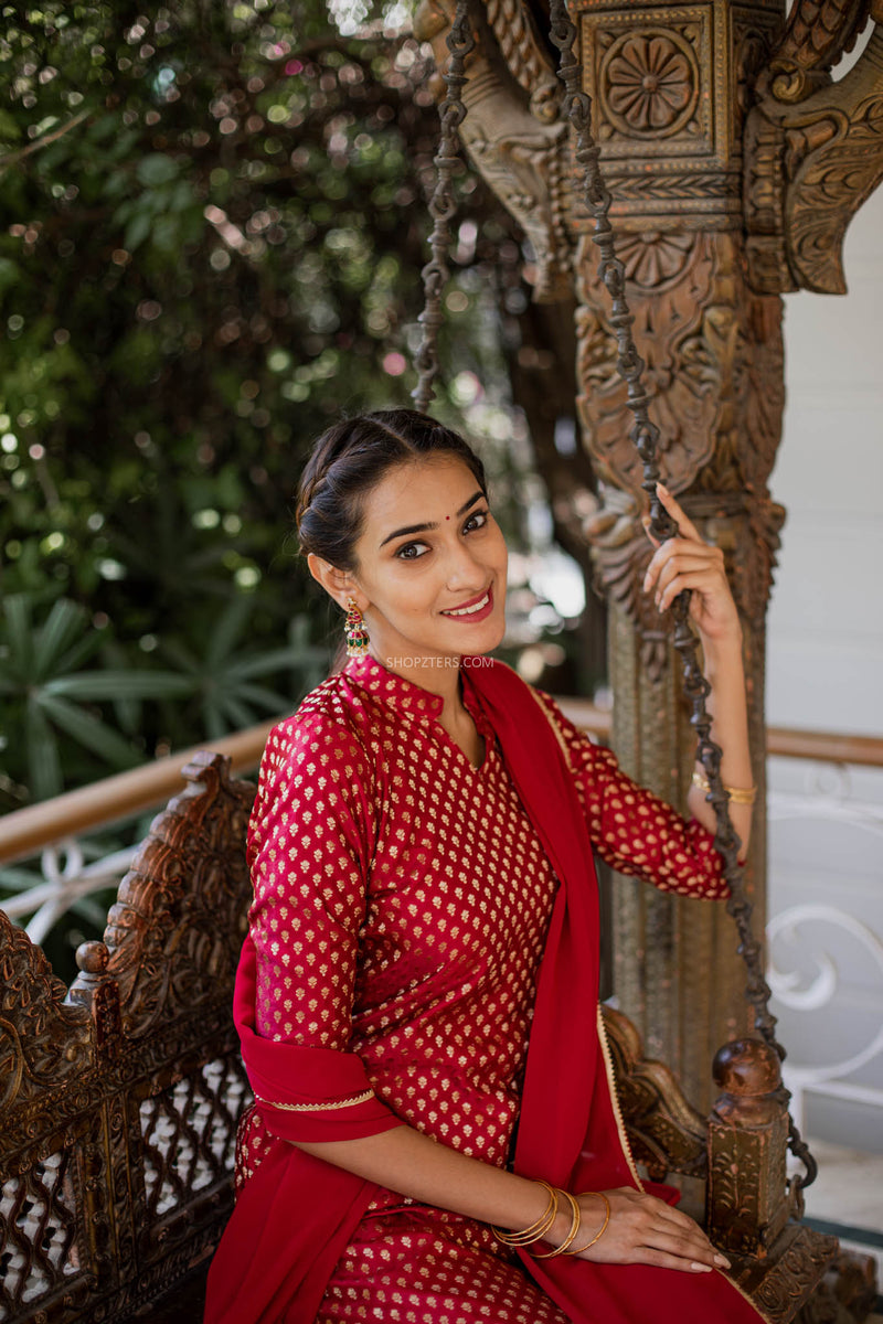 Maroon Brocade Suit Set – Shopzters