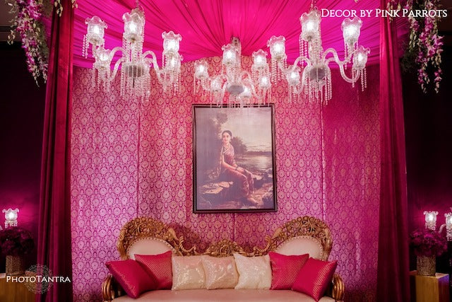 A Pretty In Purple Wedding Theme With Ravi Varma Painting – Shopzters