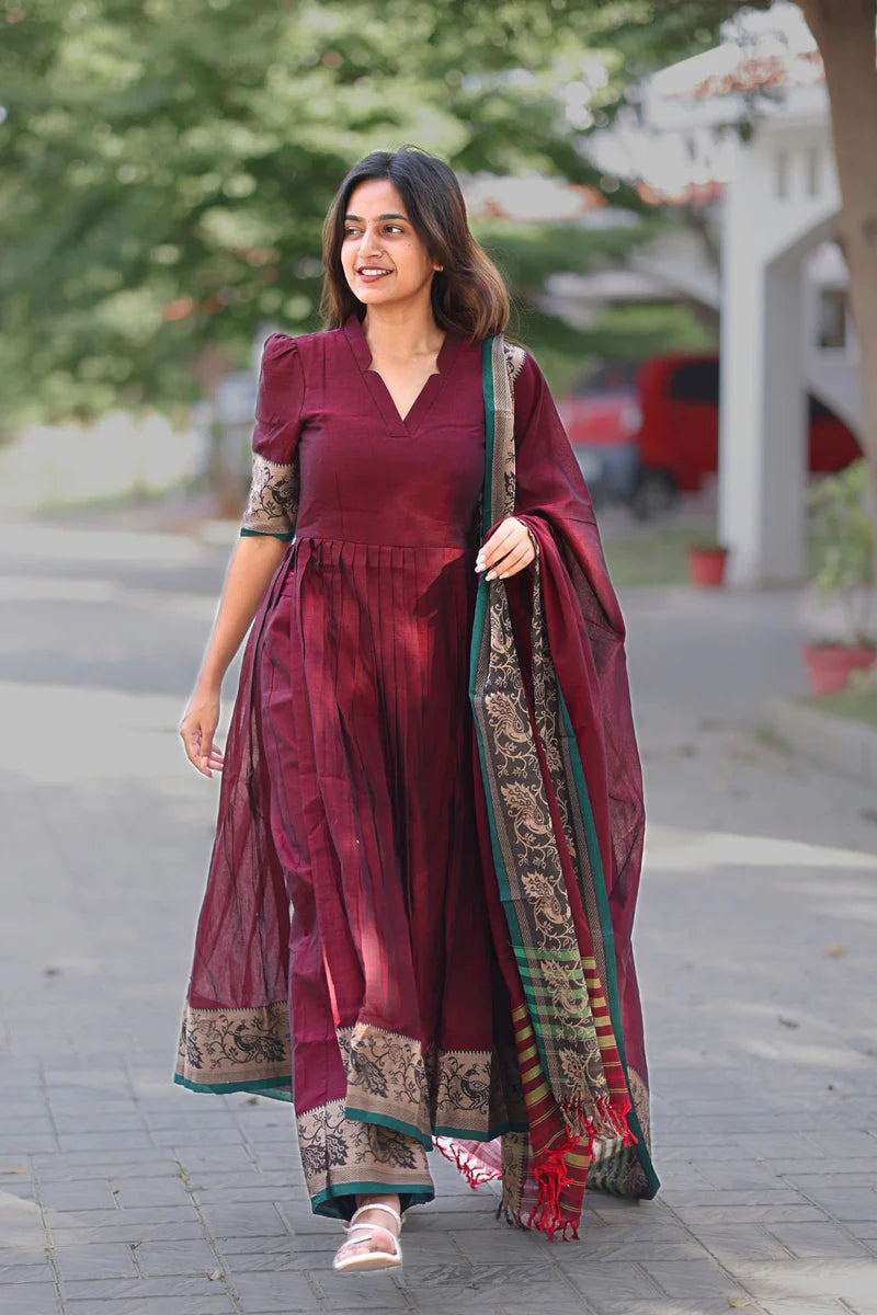 Maroon Kurta Set – Shopzters