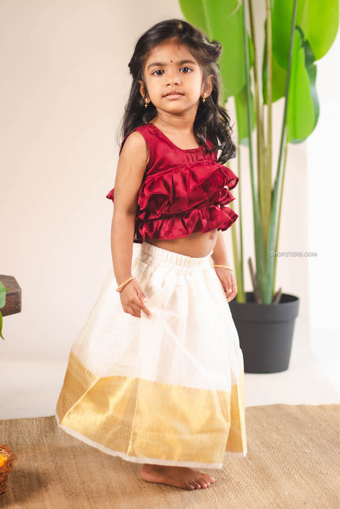 Maroon Organza Lehenga Mini – Shopzters