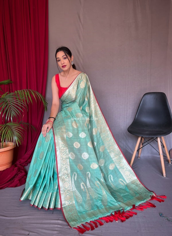 Cotton Silk Woven Saree – Shopzters
