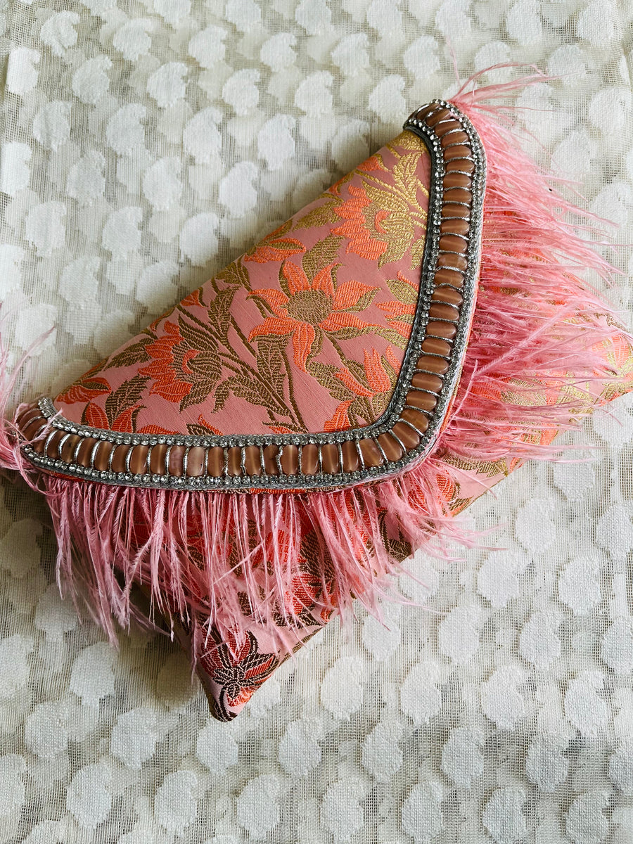 Printed Silk Clutch With Stone & Bead Work – Shopzters